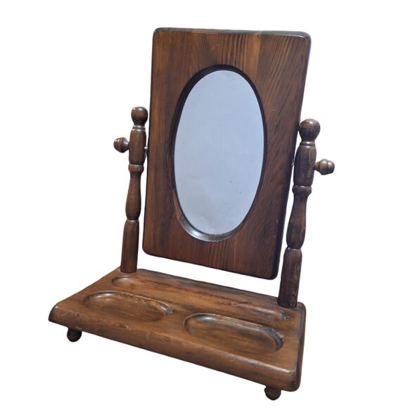 Unbranded | Other | Vintage Wooden Shaving Mirror With Tray Cottage ...
